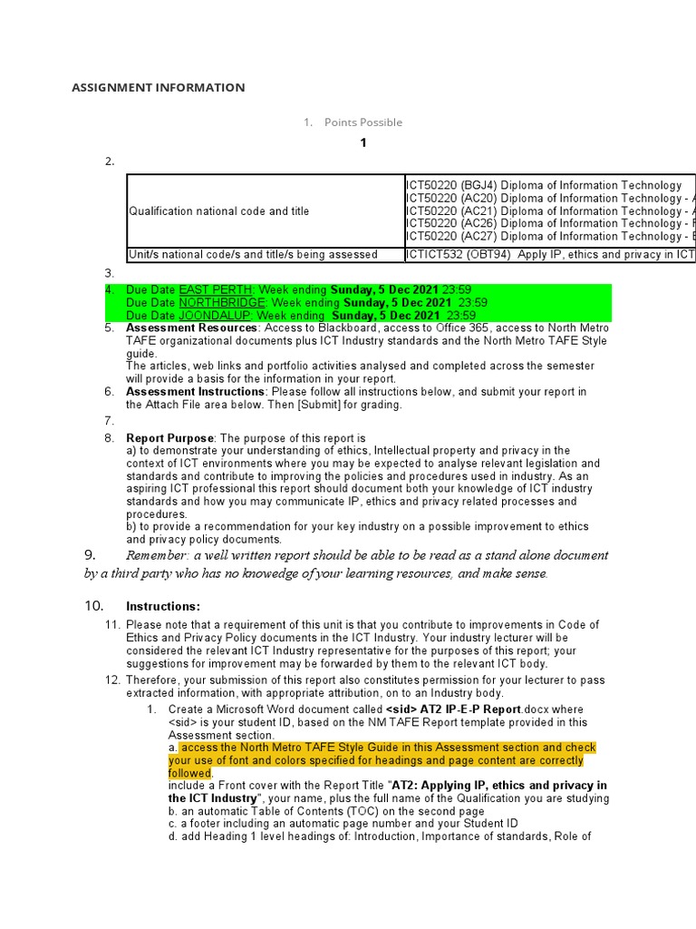 Assignment Information | PDF | Educational Technology | Privacy
