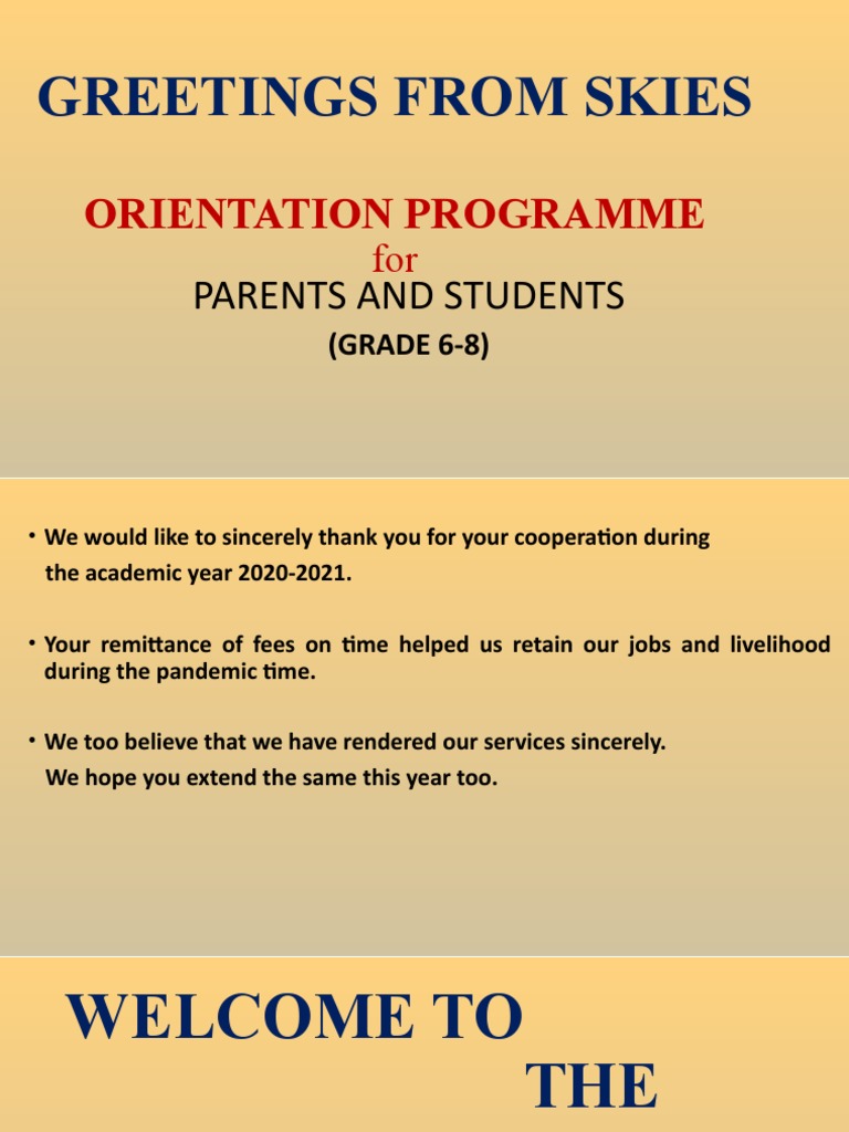 Greetings From Skies: Orientation Programme | PDF