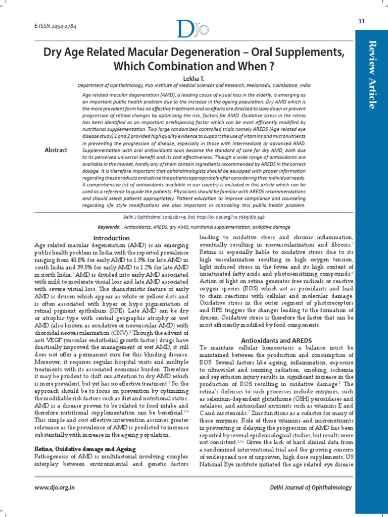 Dry ARMD Oral Supplements | PDF | Medicine | Medical Specialties