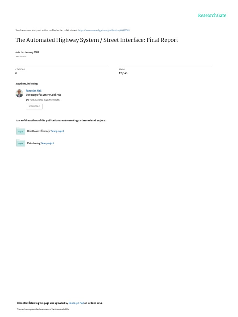 Automated Highway System | PDF | Traffic | Highway