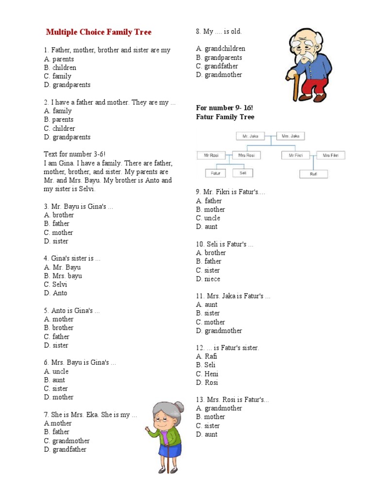 Multiple Choice Family Tree | PDF | Grandparent | Interpersonal ...