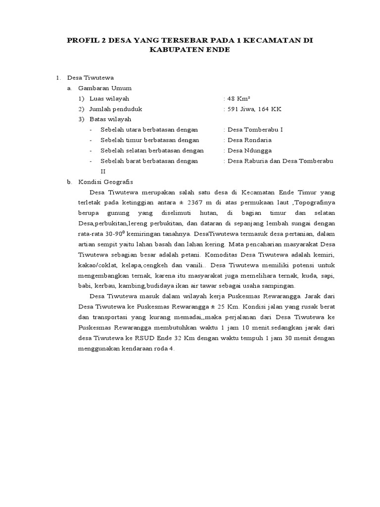 Profil Desa Tiwu Tewa | PDF