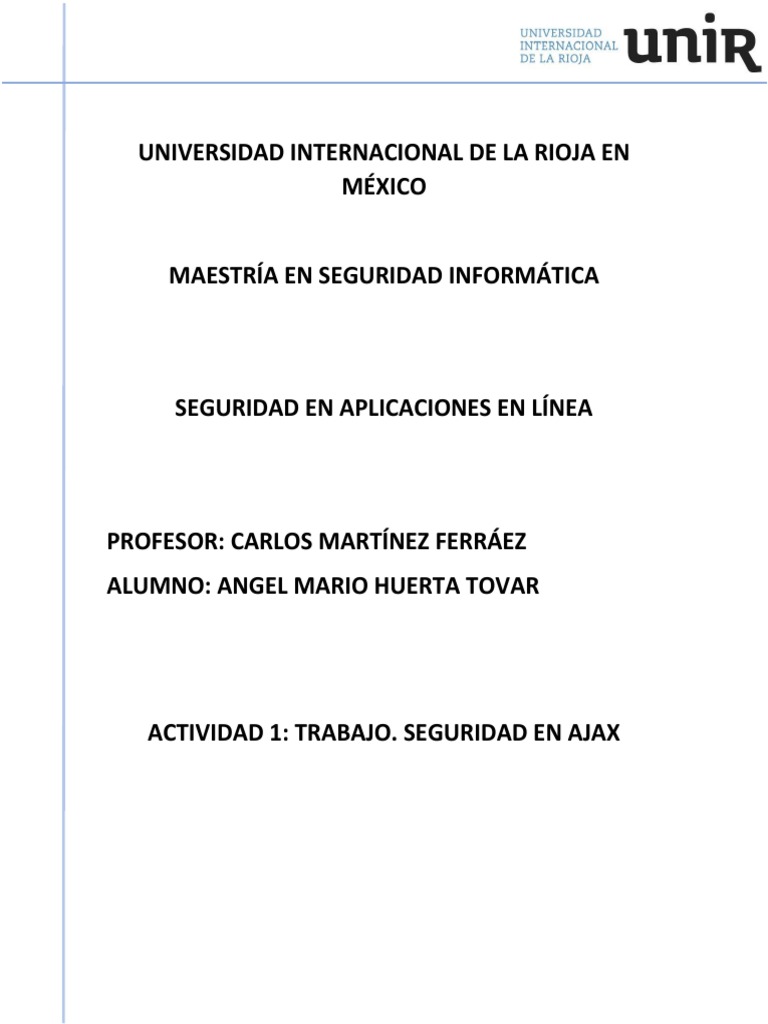 Actividad 1. Trabajo. Seguridad en AJAX | PDF | Ajax (Programación ... Actividad 1. Trabajo. Seguridad en AJAX | PDF | Ajax (Programación ...