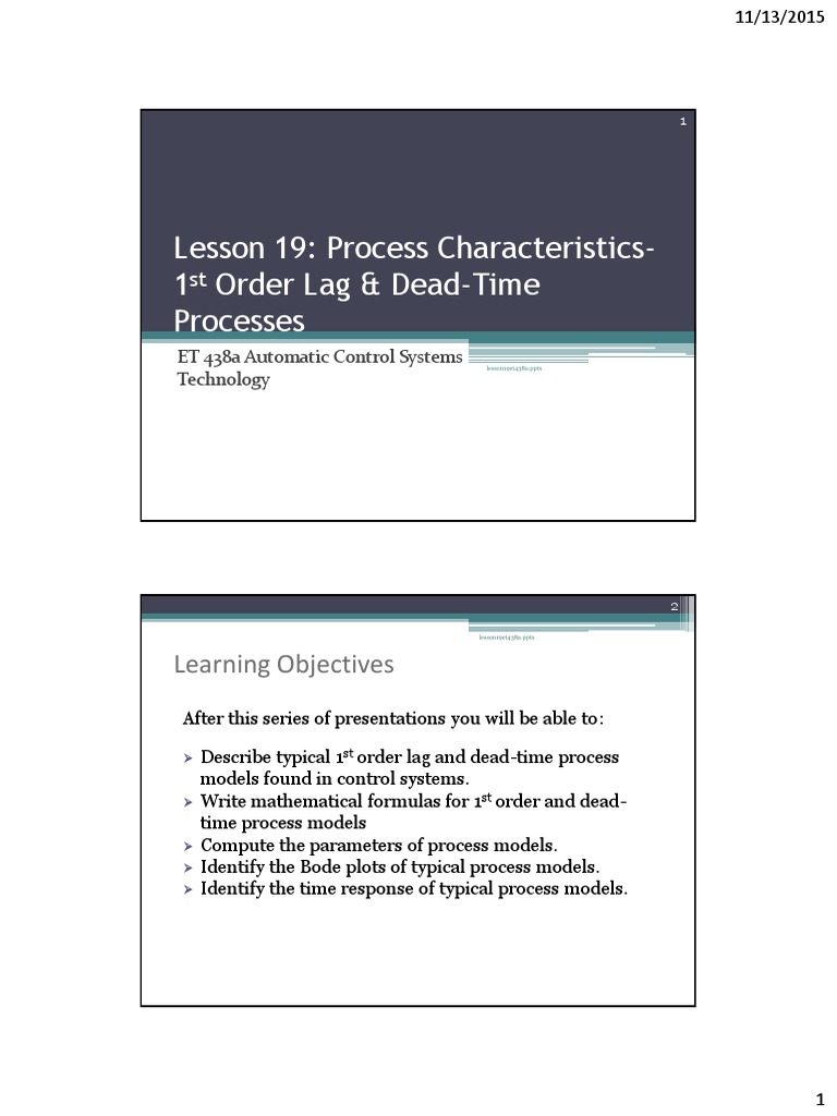 First Order Lag & Dead-Time Processes | PDF | Classical Mechanics ...
