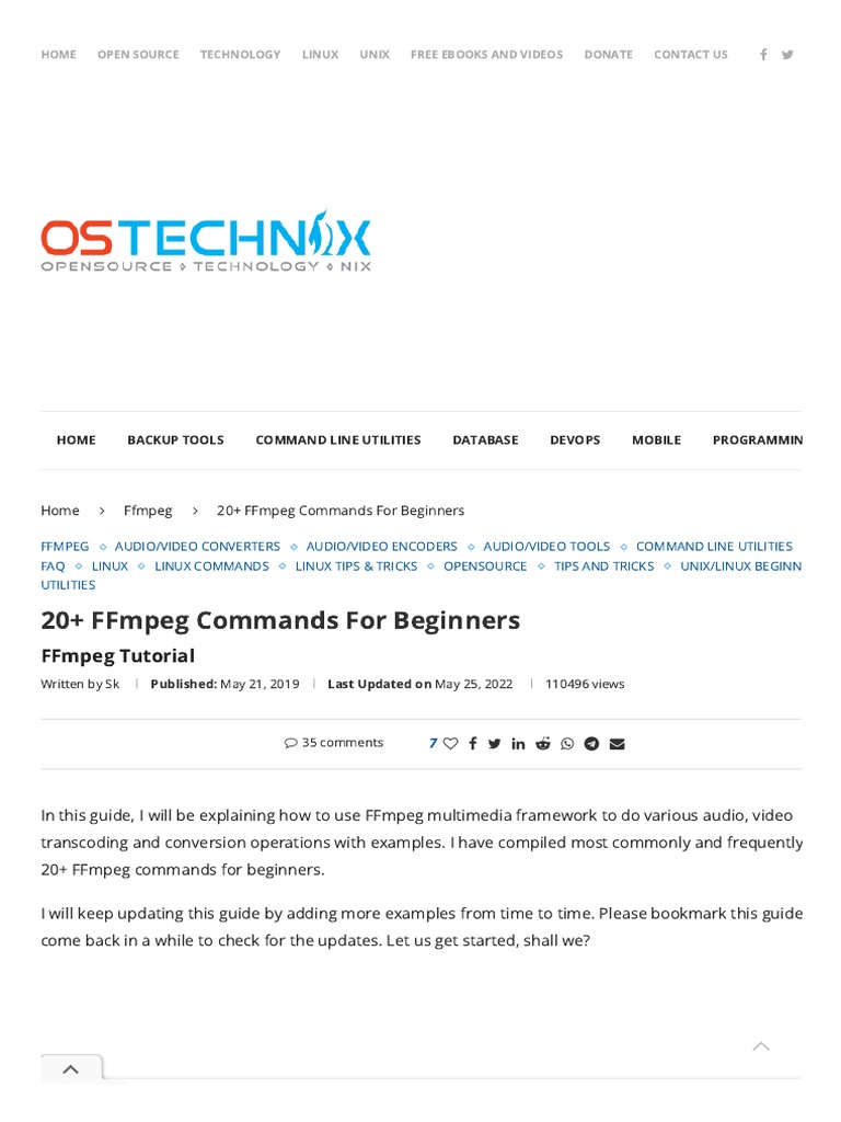 20+ FFmpeg Commands For Beginners - OSTechNix | PDF | Codec | Data Compression