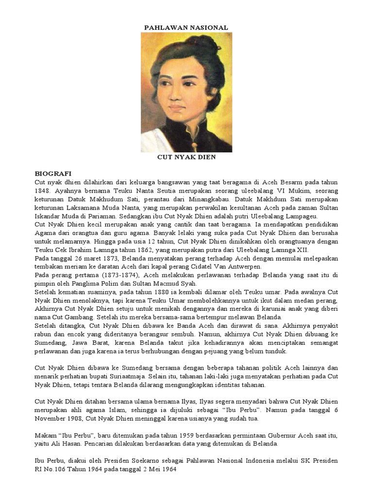 Biografi Cut Nyak Dien, Pahlawan Nasional | PDF