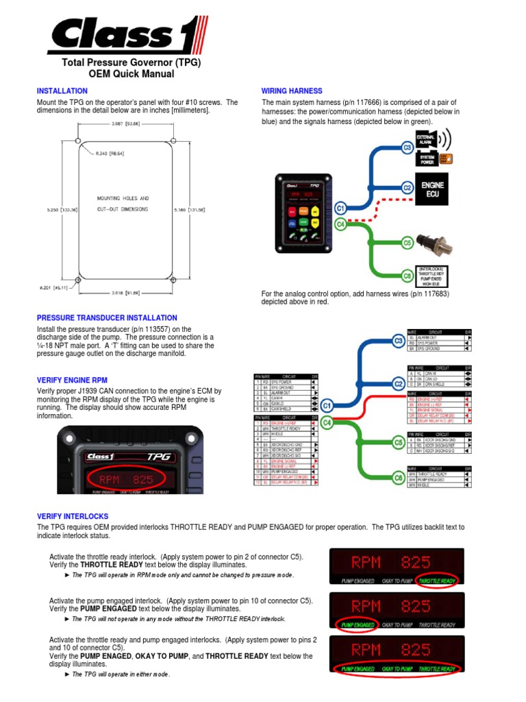 Class 1 TPG Quick Installation Guide | PDF | Electrical Connector | Pump