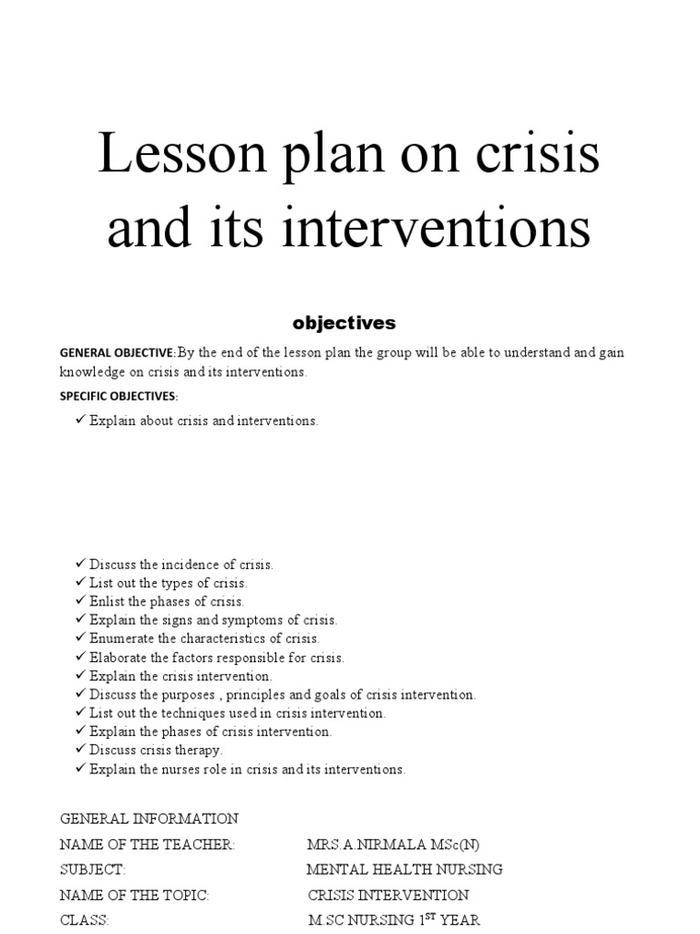 Crisis Intervention in Mental Health Nursing | PDF | Anxiety ...