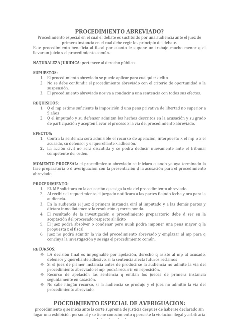 Procedimiento Abreviado | PDF | Sentencia (Ley) | Derecho penal