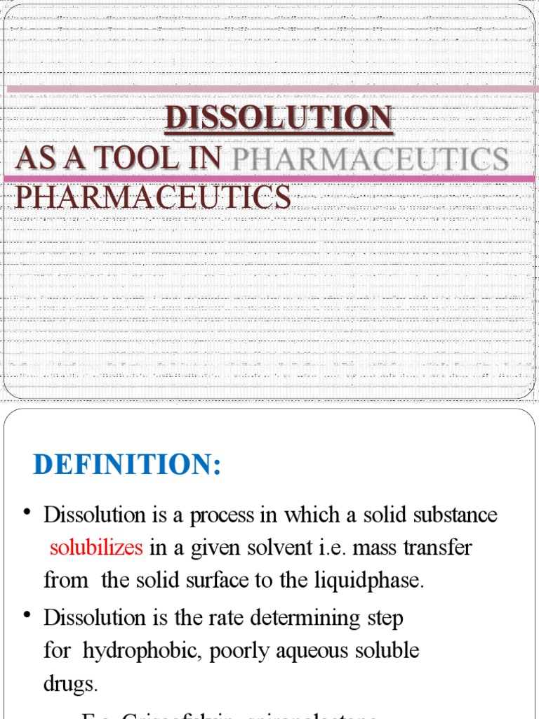 Physical Pharmacy - Dissolution and Diffusion | PDF | Diffusion | Solubility