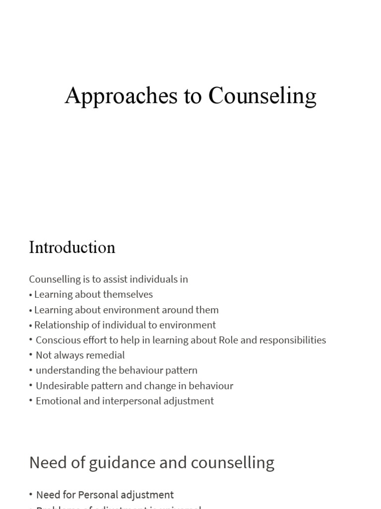 Approaches To Counseling | PDF | Psychotherapy | Psychology