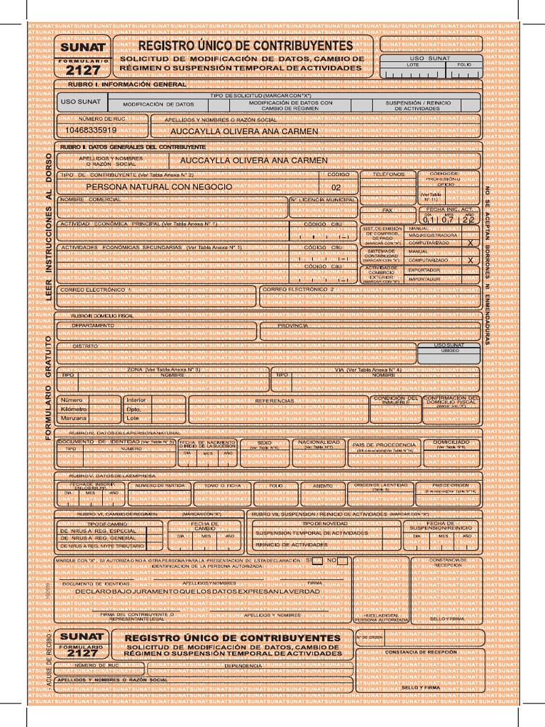 Formulario 2127 | PDF