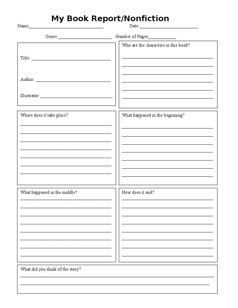 Nonfiction Book Report Template | PDF | Writing | Books