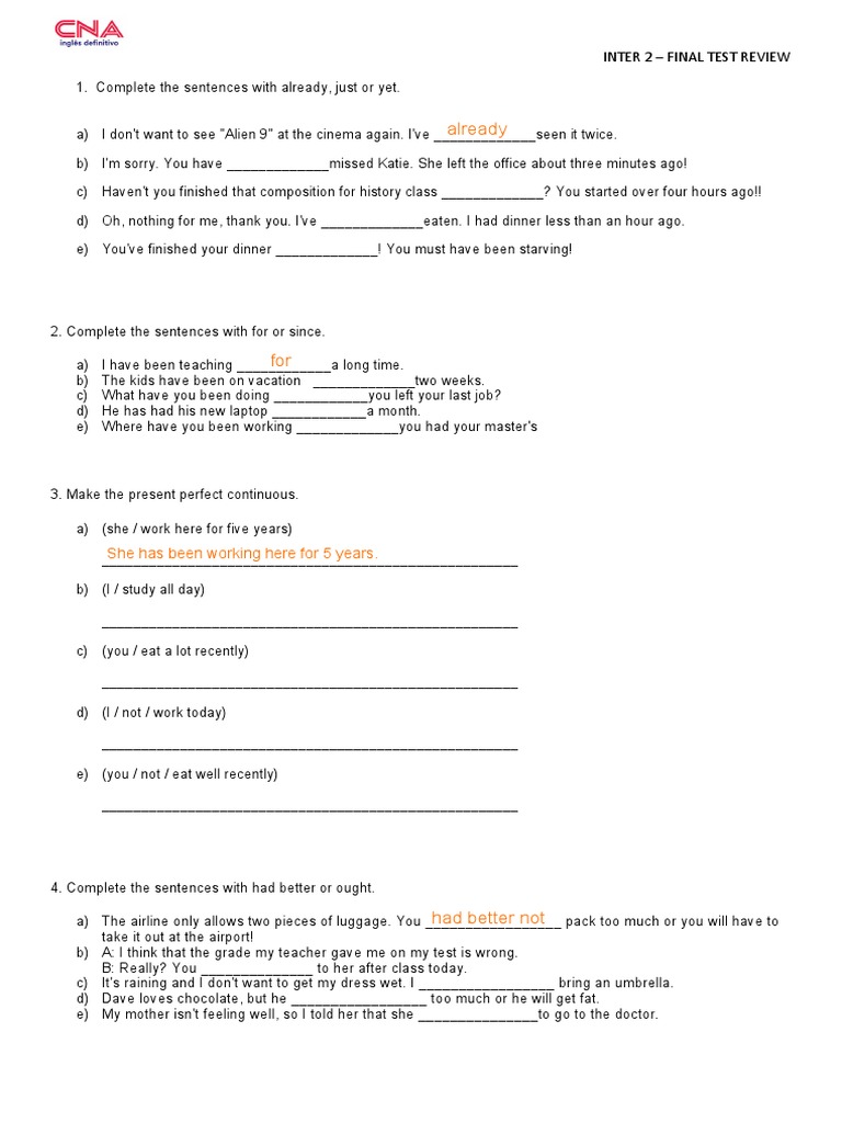 Inter 2 - Final Test Review-1 | PDF