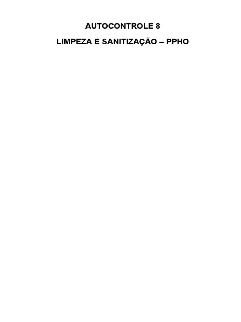 AC 08 - Limpeza e Sanitização - PPHO - Modelo | PDF | Desinfetante ...