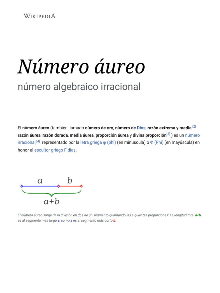 Número Áureo - Wikipedia, La Enciclopedia Libre | PDF | Números ...
