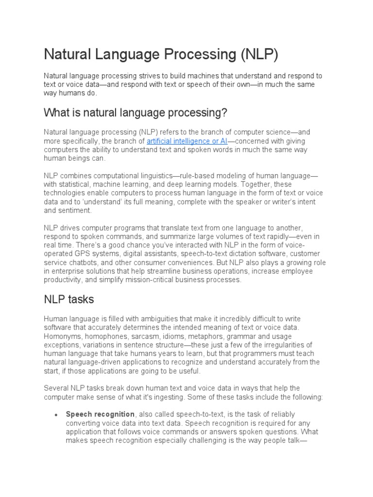 What Is Natural Language Processing? | PDF | Watson (Computer) | Artificial Intelligence