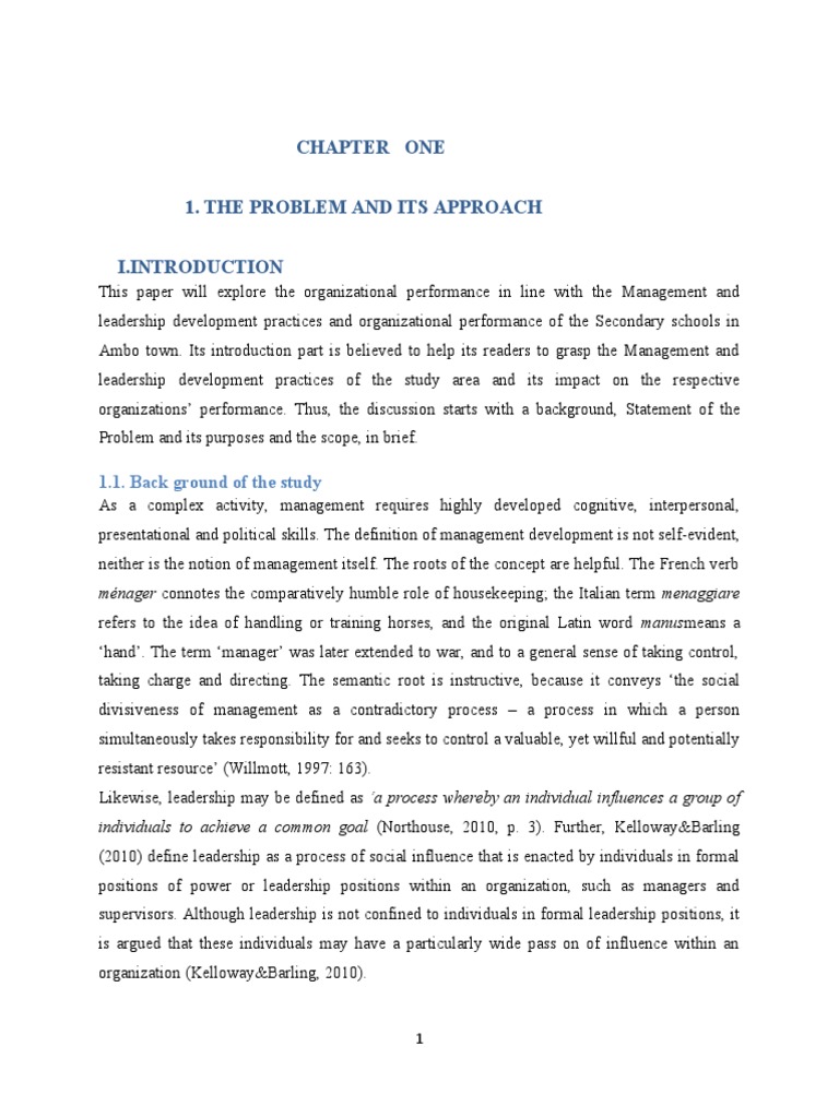 CHAPTER ONE Research | PDF | Leadership | Sampling (Statistics)