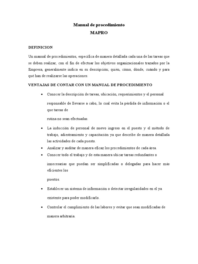 Manual de Procedimiento | PDF | Planificación | Información