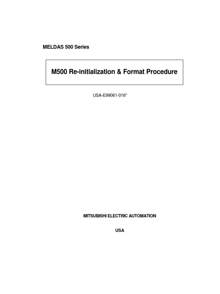 M500 Re-Initialization & Format Procedure: MELDAS 500 Series | PDF ...