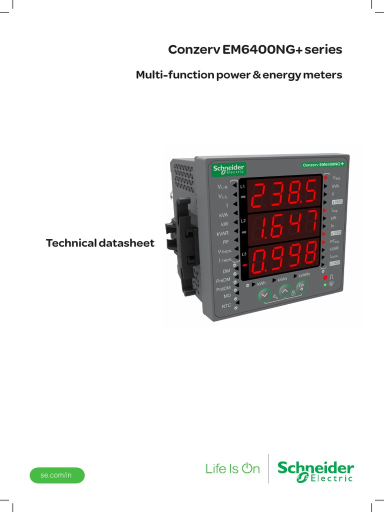 Conzerv EM6400NG+ Series: Multi-Function Power & Energy Meters | PDF | Ac Power | Alternating ...