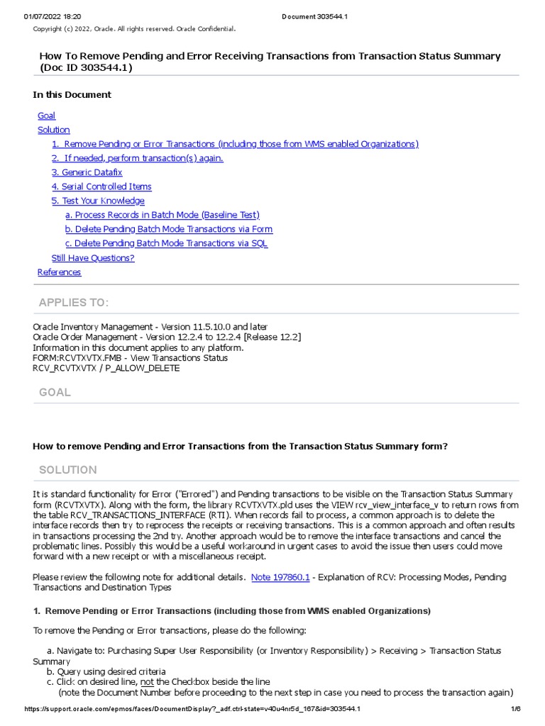 How To Remove Pending and Error Receiving Transactions From Transaction ...