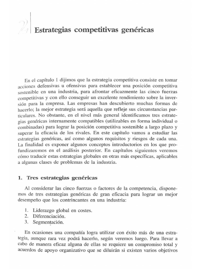 Estrategias Competitivas Genéricas (Porter) | PDF