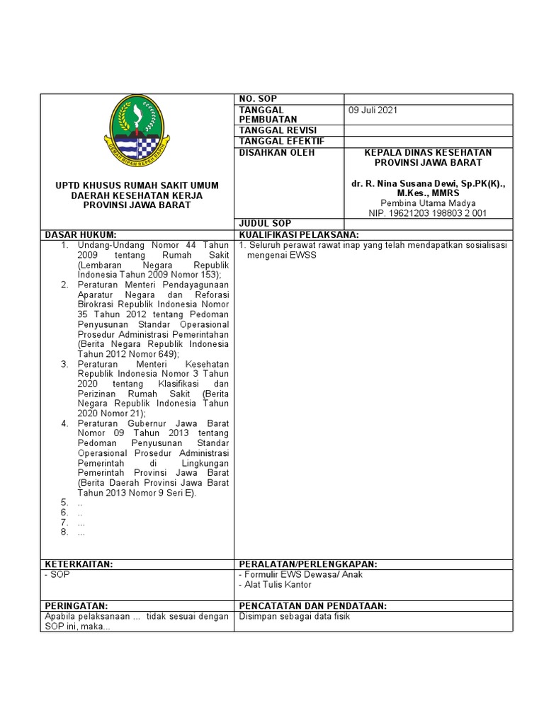 Draft SOP (Sesuai PermenpanRB No. 35 Tahun 2012) | PDF