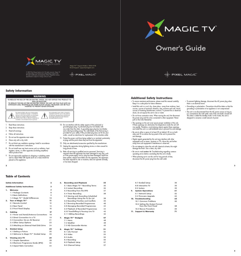 MagicTV Owners Guide English v3.0 | PDF | Hdmi | High Definition Television
