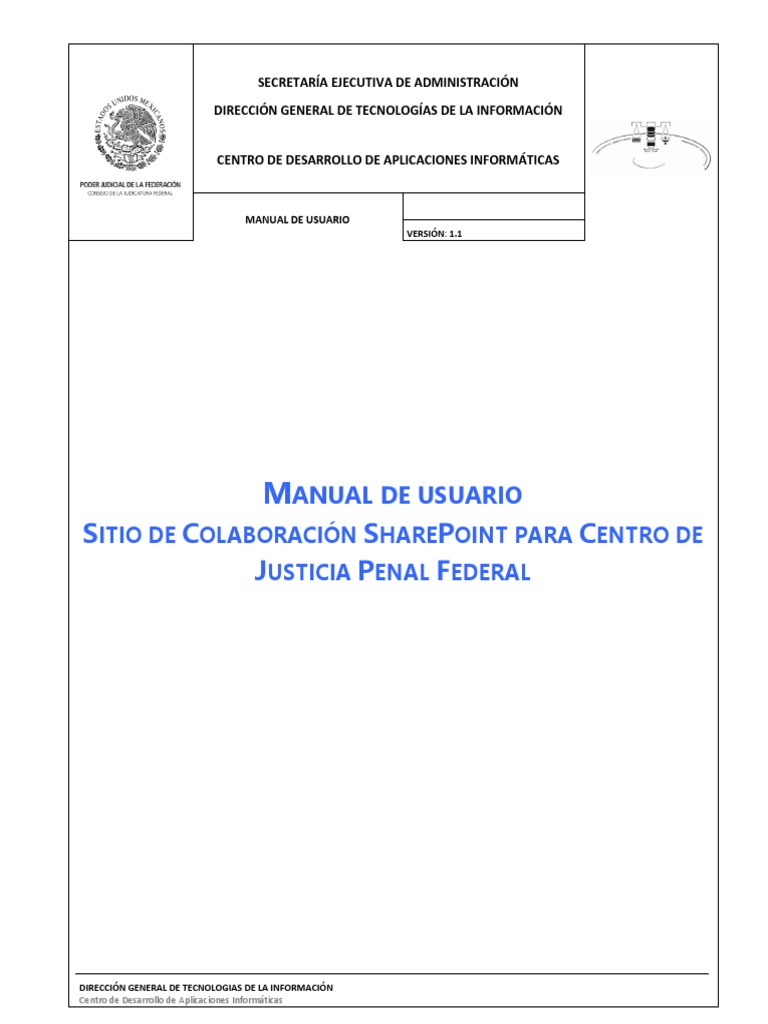 Manual SharePoint CentroDeJusticiaPenalFederal | PDF | Archivo de ...