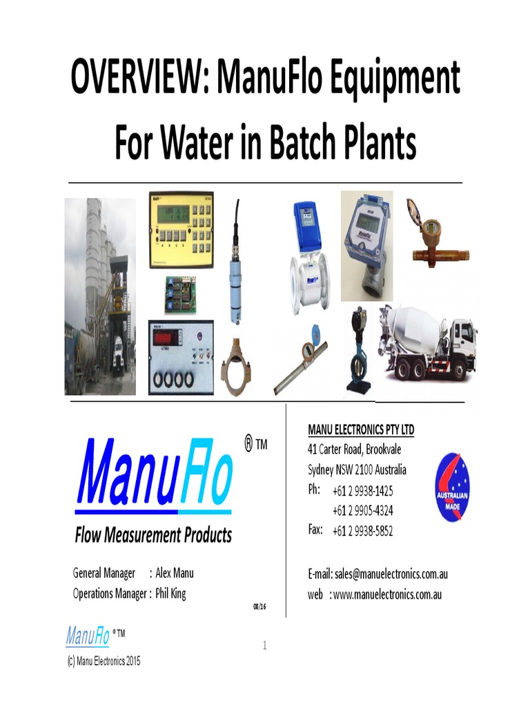 Overview: Manuflo Equipment For Water in Batch Plants: Flow Measurement ...