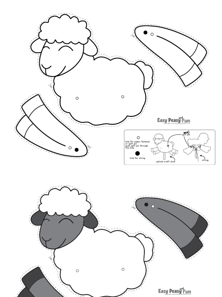Sheep Movable Paper Doll | PDF
