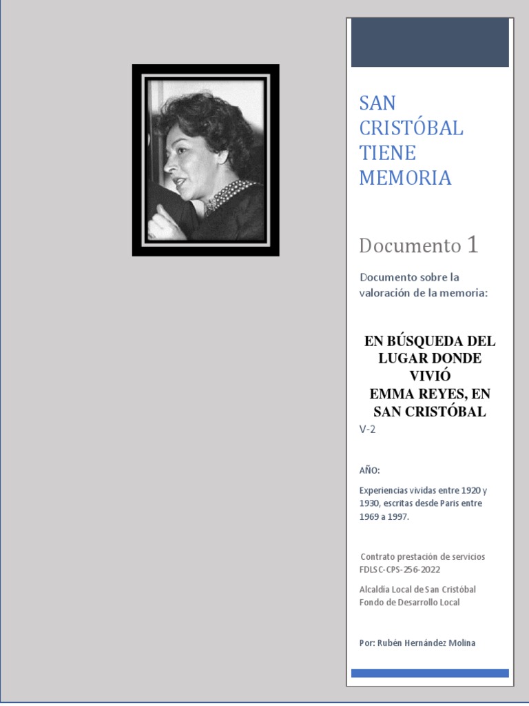 EN BÚSQUEDA DEL LUGAR DONDE VIVIÓ Emma Reyes en San Cristobal | PDF ...
