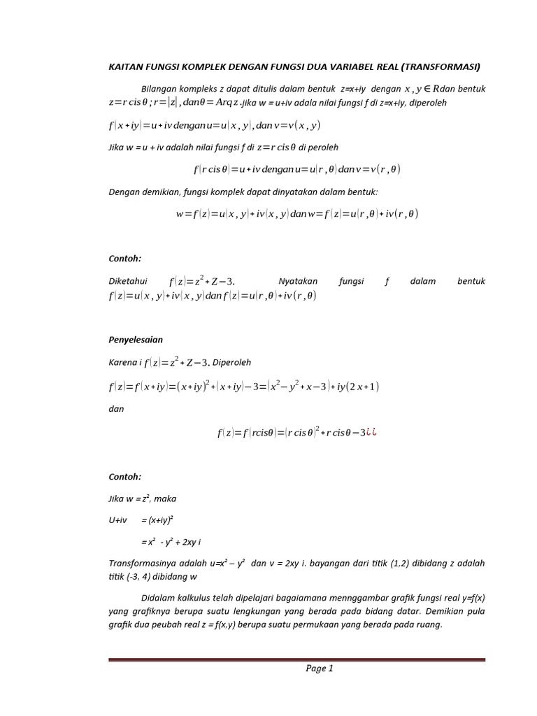 Kaitan Fungsi Komplek Dengan Fungsi Dua Variabel Real | PDF