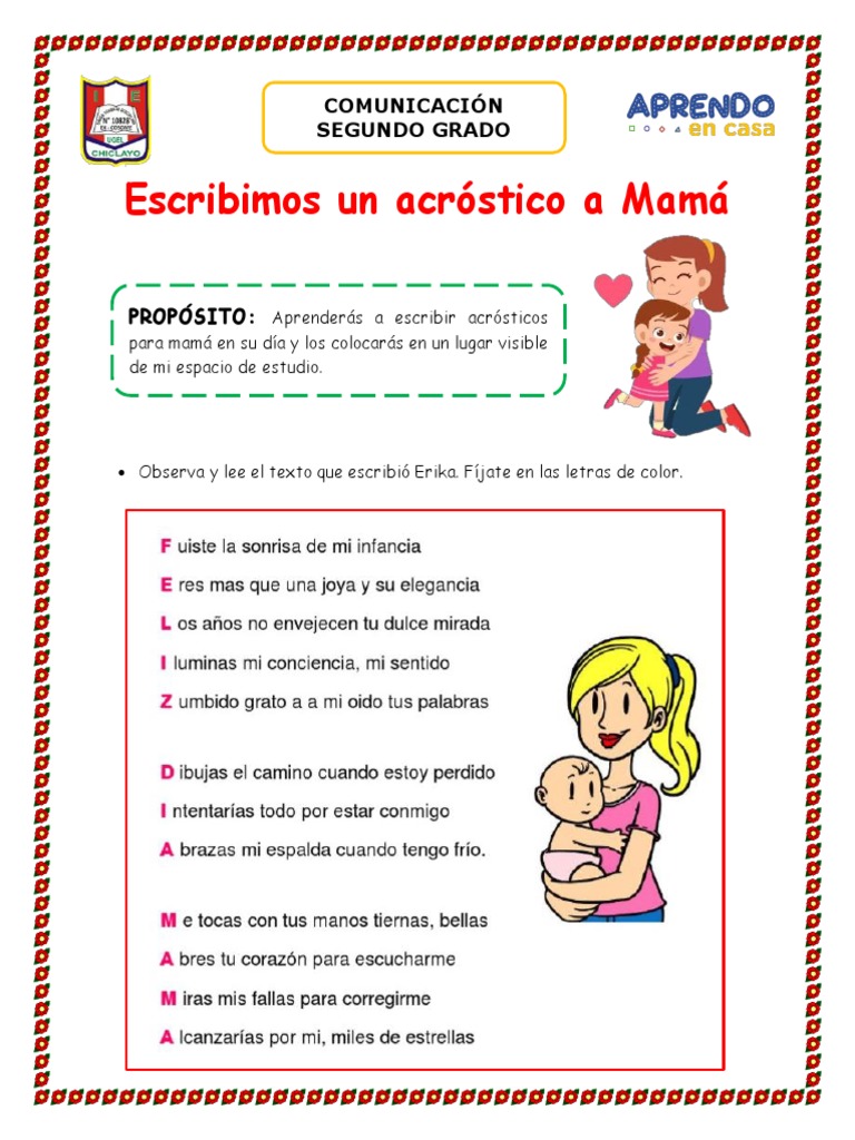Acrósticos para Mamá en Primaria | PDF
