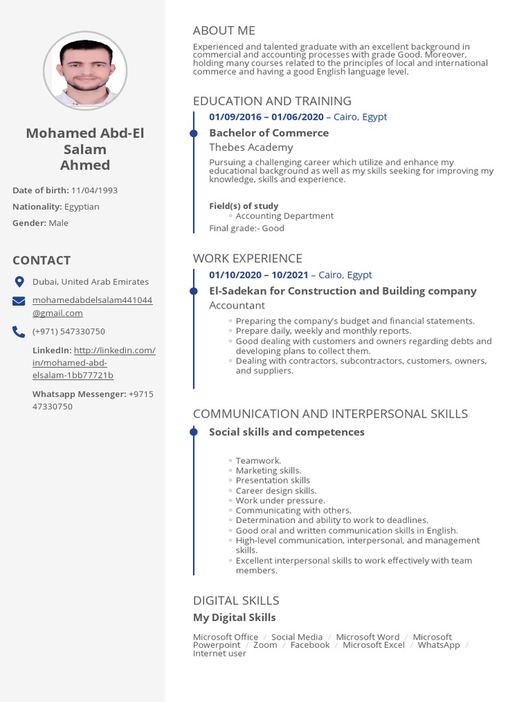 Accountant with Digital Skills and Experience | PDF | Egypt | Cognitive ...