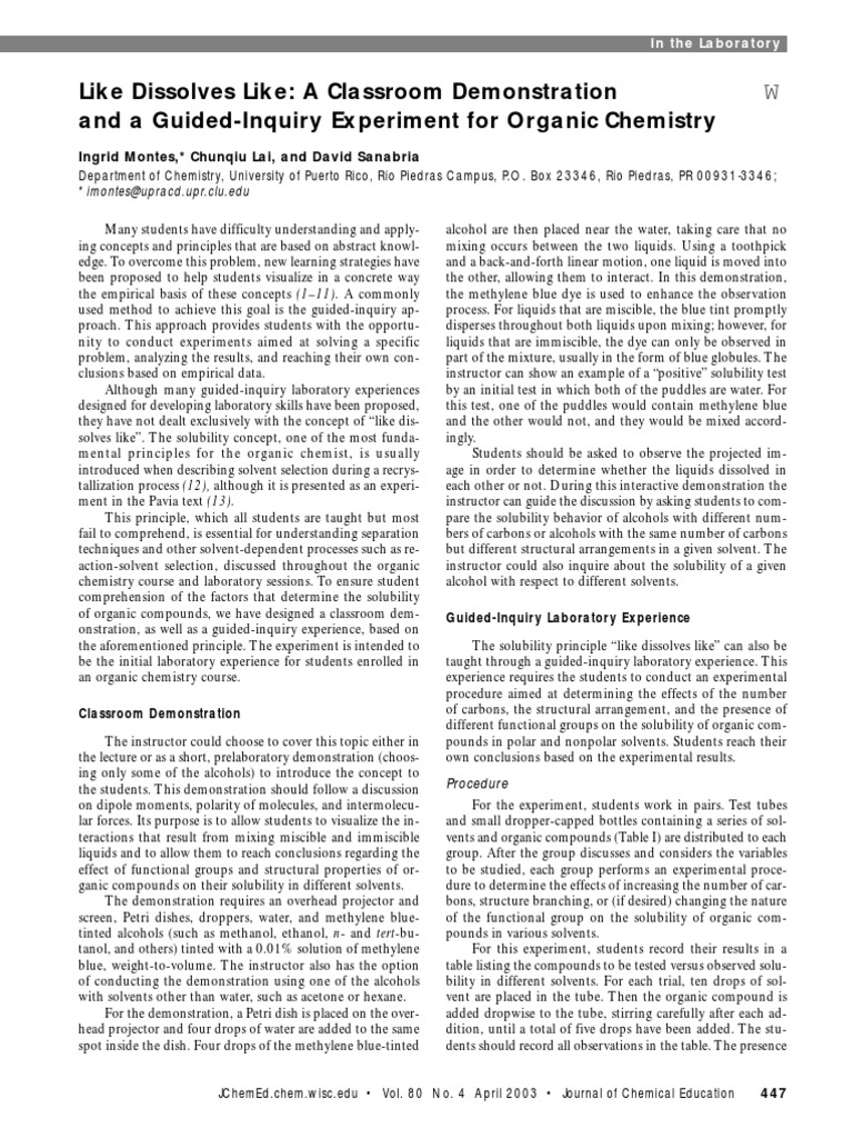 Guided Inquiry on Solubility Principles | PDF | Solubility | Solvent