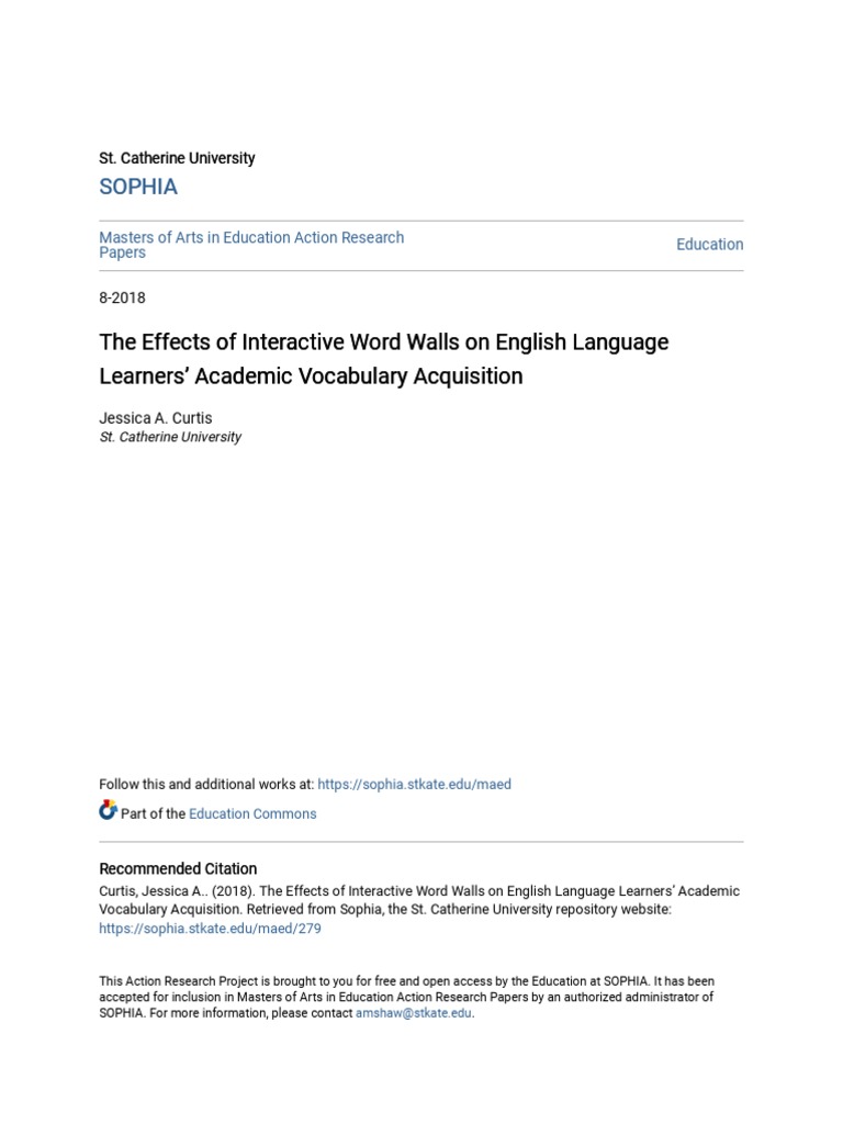 Impact of Interactive Word Walls on ELLs | PDF | Vocabulary | Learning