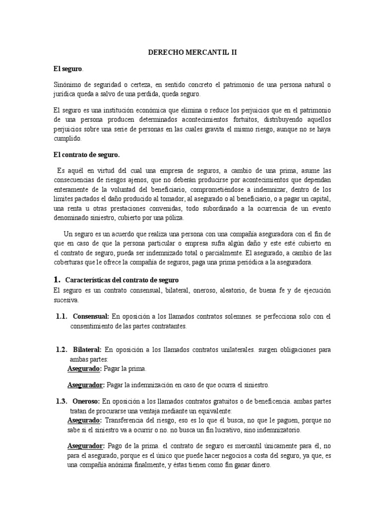 Derecho Mercantil II | PDF | Póliza de seguros | Seguro
