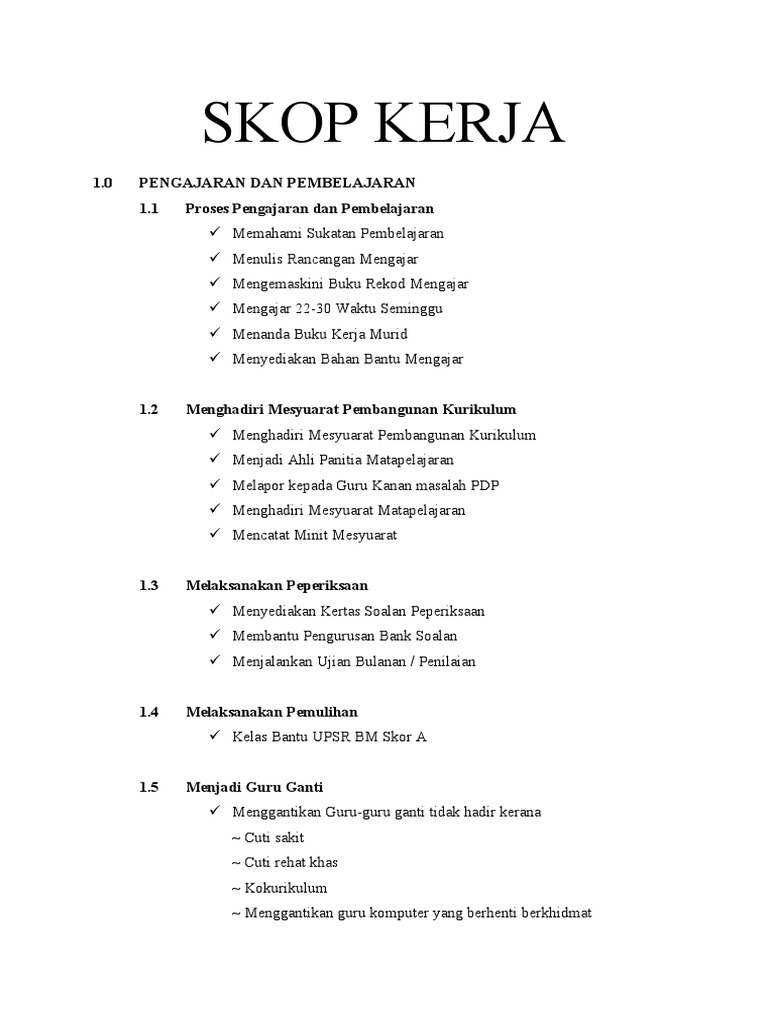 Skop Kerja | PDF