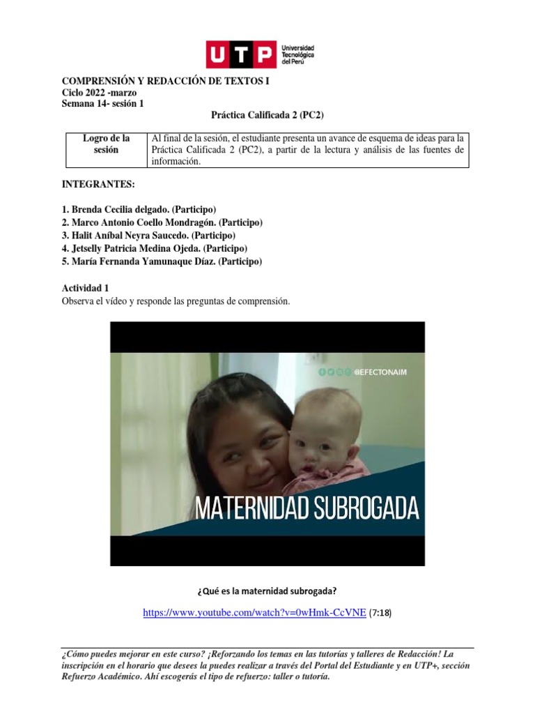 UTP S14.s1 COMPRENSIÓN Y REDACCIÓN 1 (Material de actividades marzo 2022) Preparación para la ...