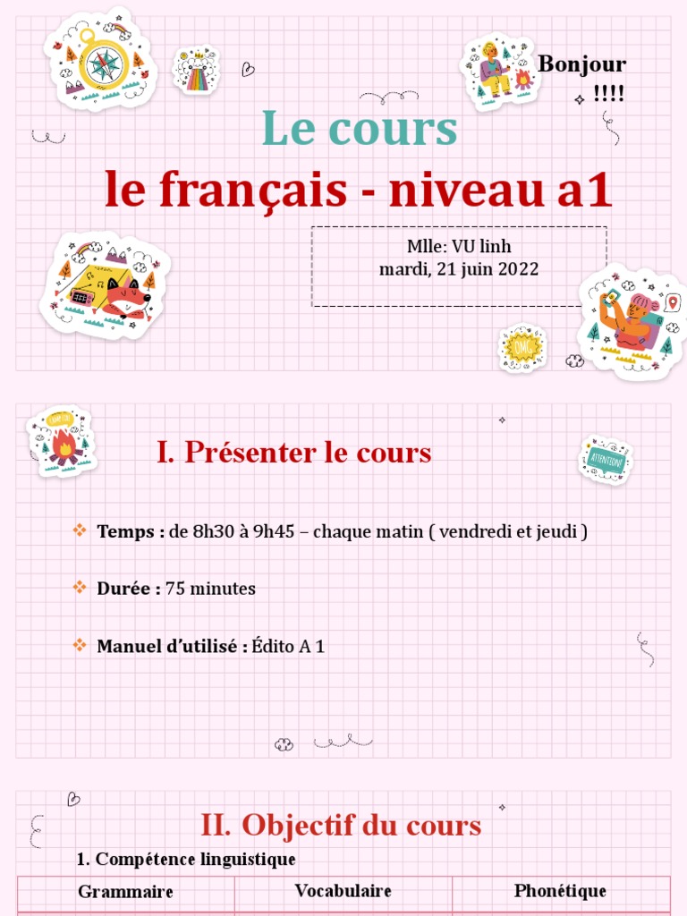 Le Cours de Francais Niveau A1 - 17 Juin 2022 | PDF | Sciences ...