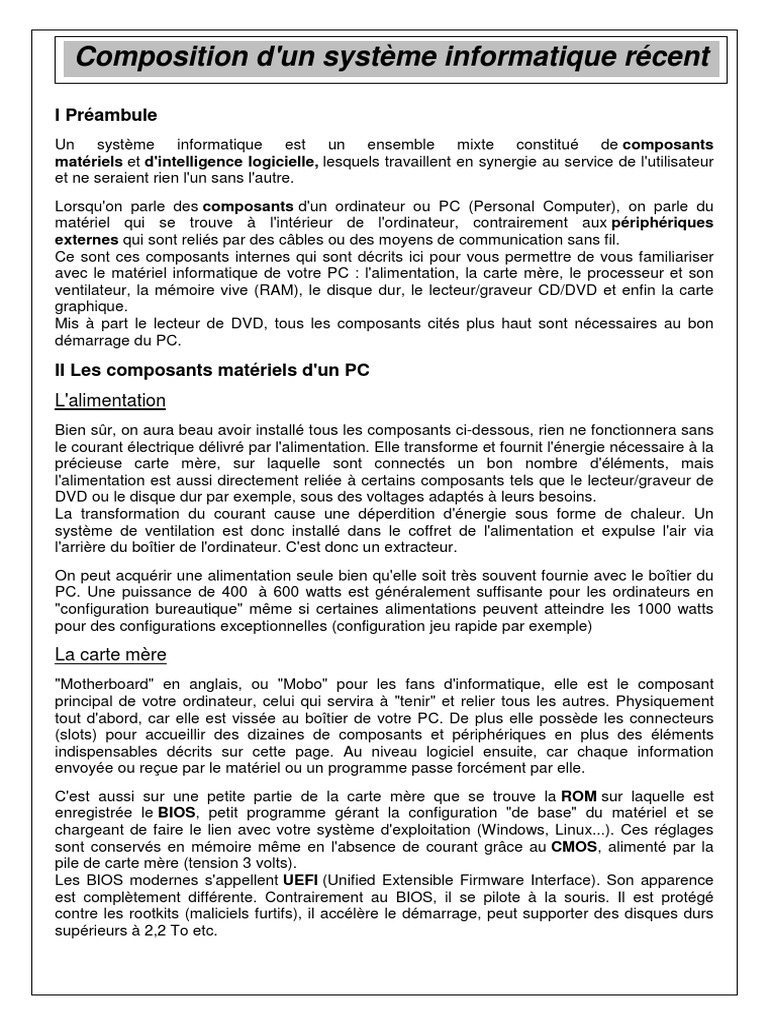 Composition D Un Systeme Informatique | Descargar gratis PDF | Système ... Composition D Un Systeme Informatique | Descargar gratis PDF | Système ...