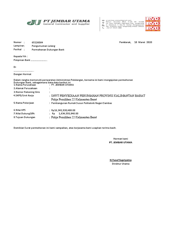 Surat Duk, Bank Dan Jaminan Penawaran | PDF