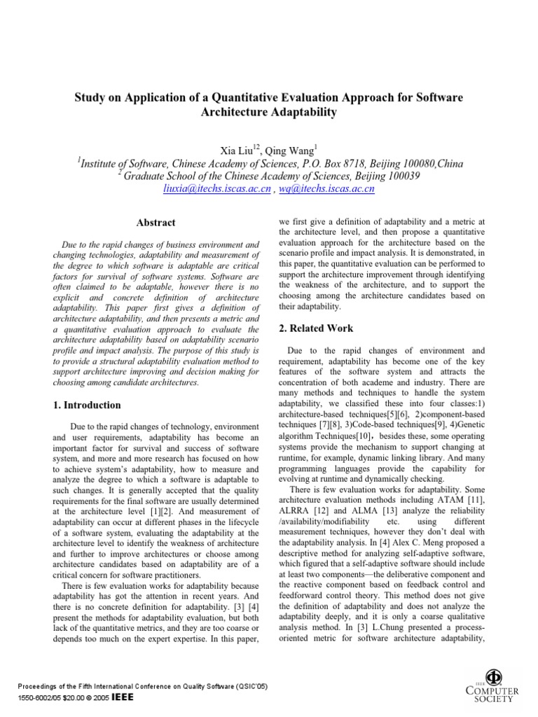 Study On Application of A Quantitative Evaluation Approach For S | PDF ...