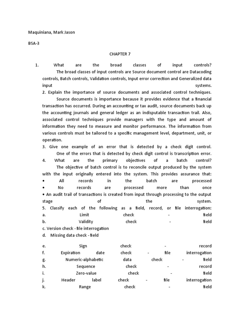 IT AUDITING JAMES HALL CHAPTER 7 Answer Key | PDF | Password | Audit