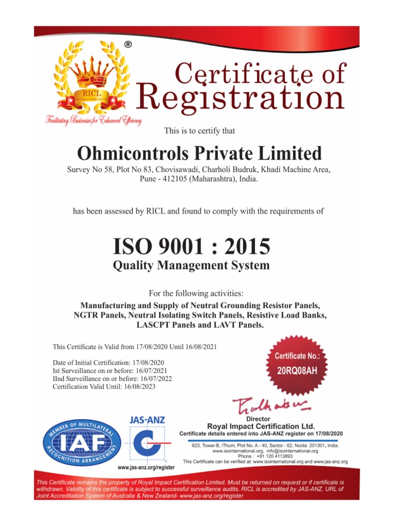 ISO Certificate OPL | PDF