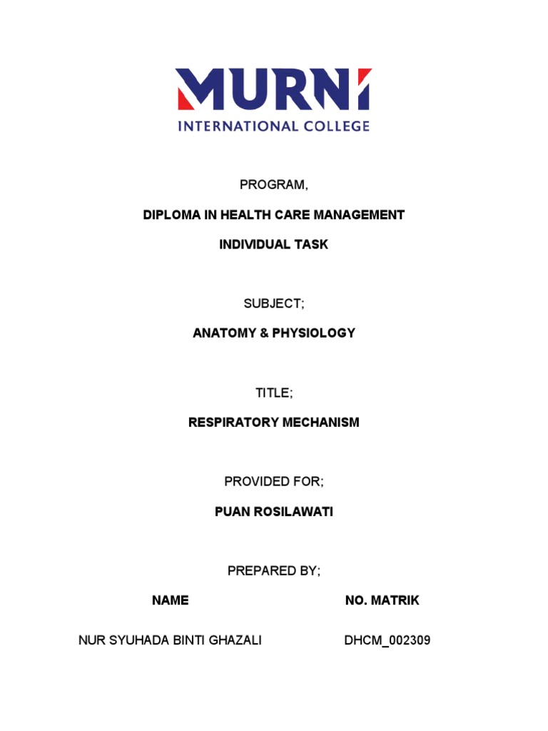 Assigment Anatomi NUR SYUHADA | PDF | Respiratory System | Breathing