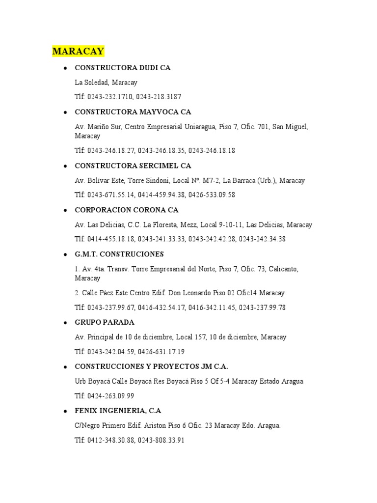 Constructoras Aragua | PDF