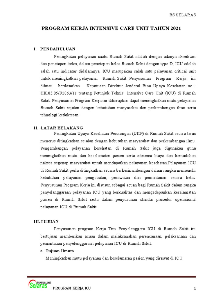 Program Kerja ICU 2021 | PDF